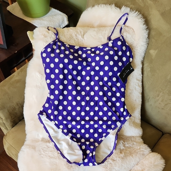 kate spade | Swim | Nwt Kate Spade Purple Polka Dot Swimsuitsize Xl ...